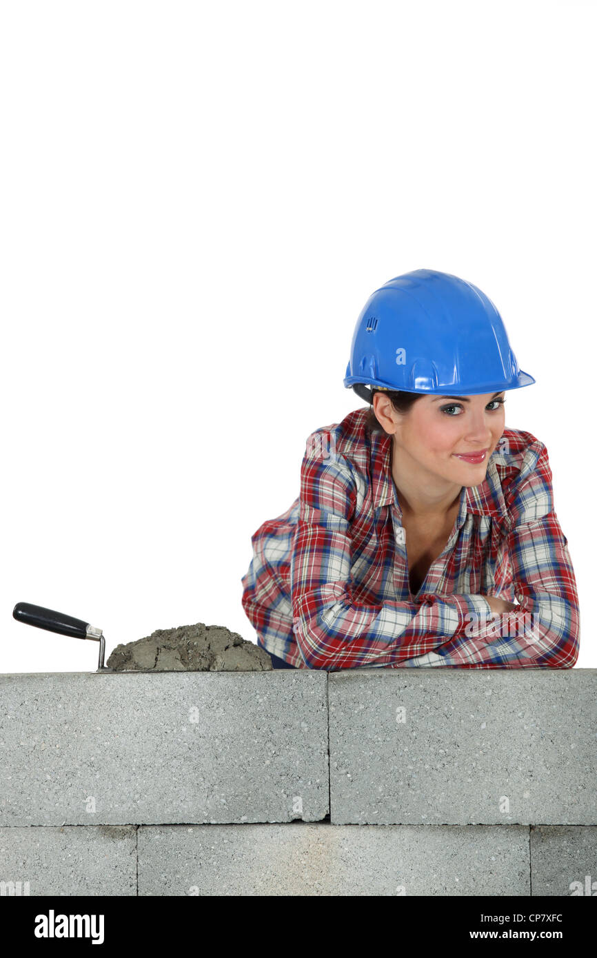 Gorgeous female bricklayer Stock Photo - Alamy