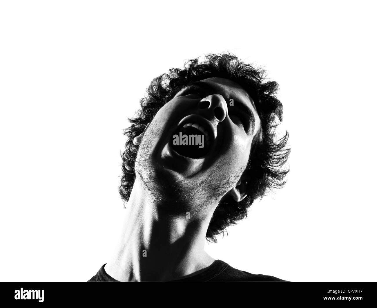 Angry man in white background Black and White Stock Photos & Images - Alamy