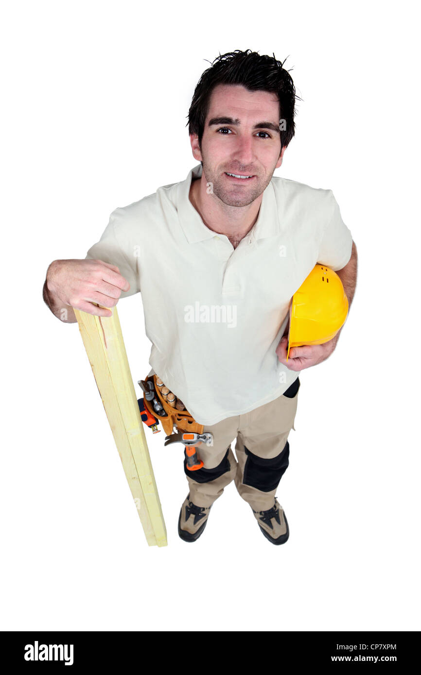 Mason with wood Stock Photo - Alamy