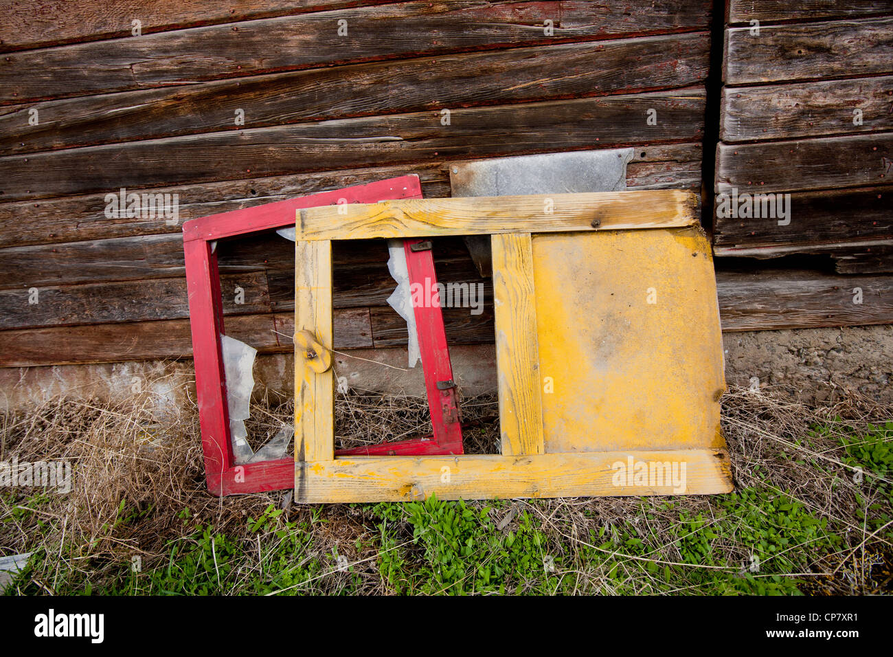 Old red and yellow frames Stock Photo - Alamy