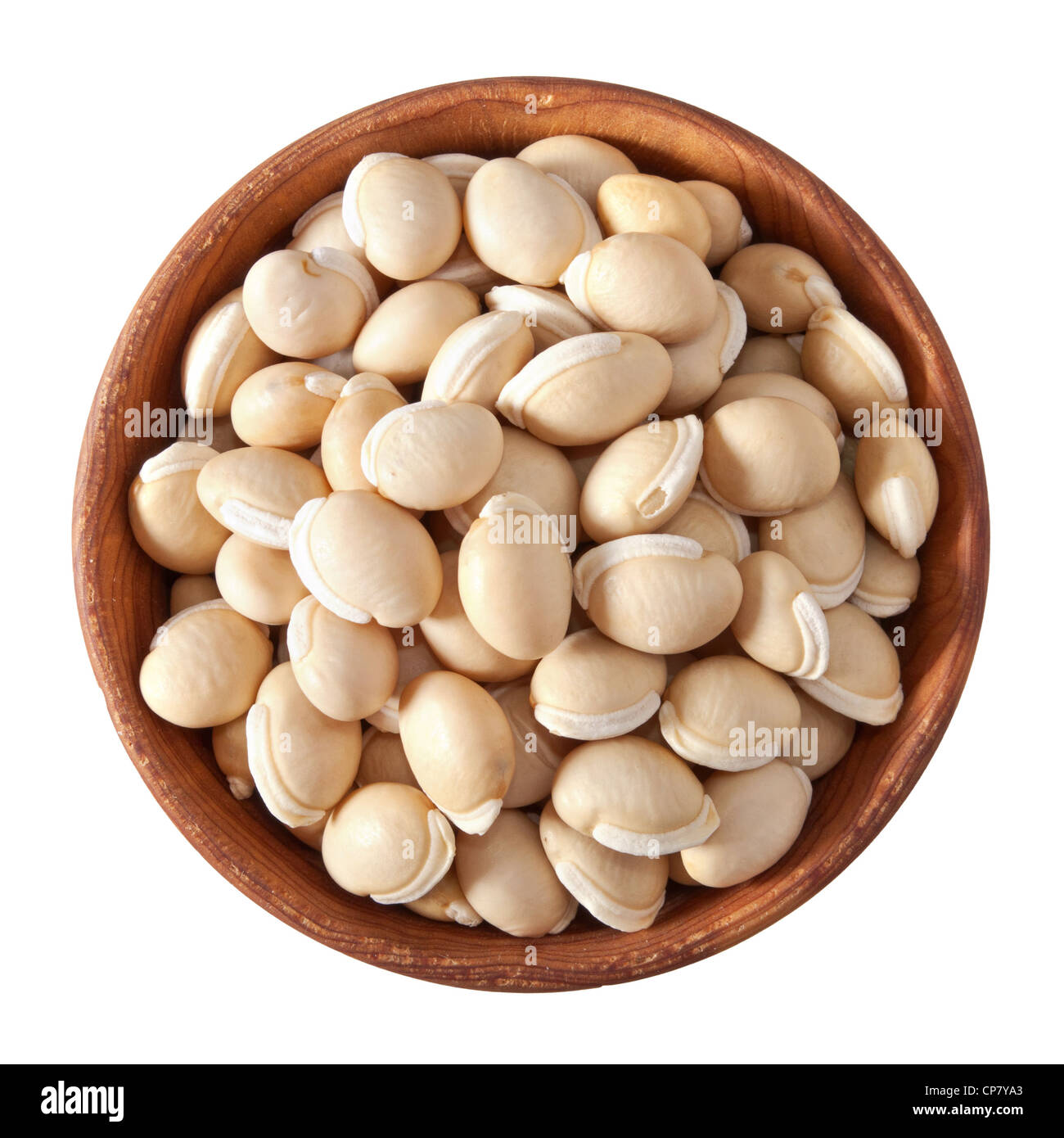 wooden bowl full of val beans isolated on white background Stock Photo ...