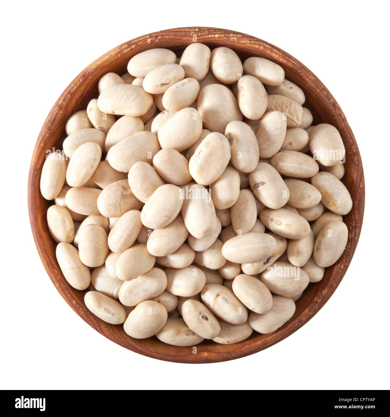 wooden bowl full of small beans isolated on white background Stock ...