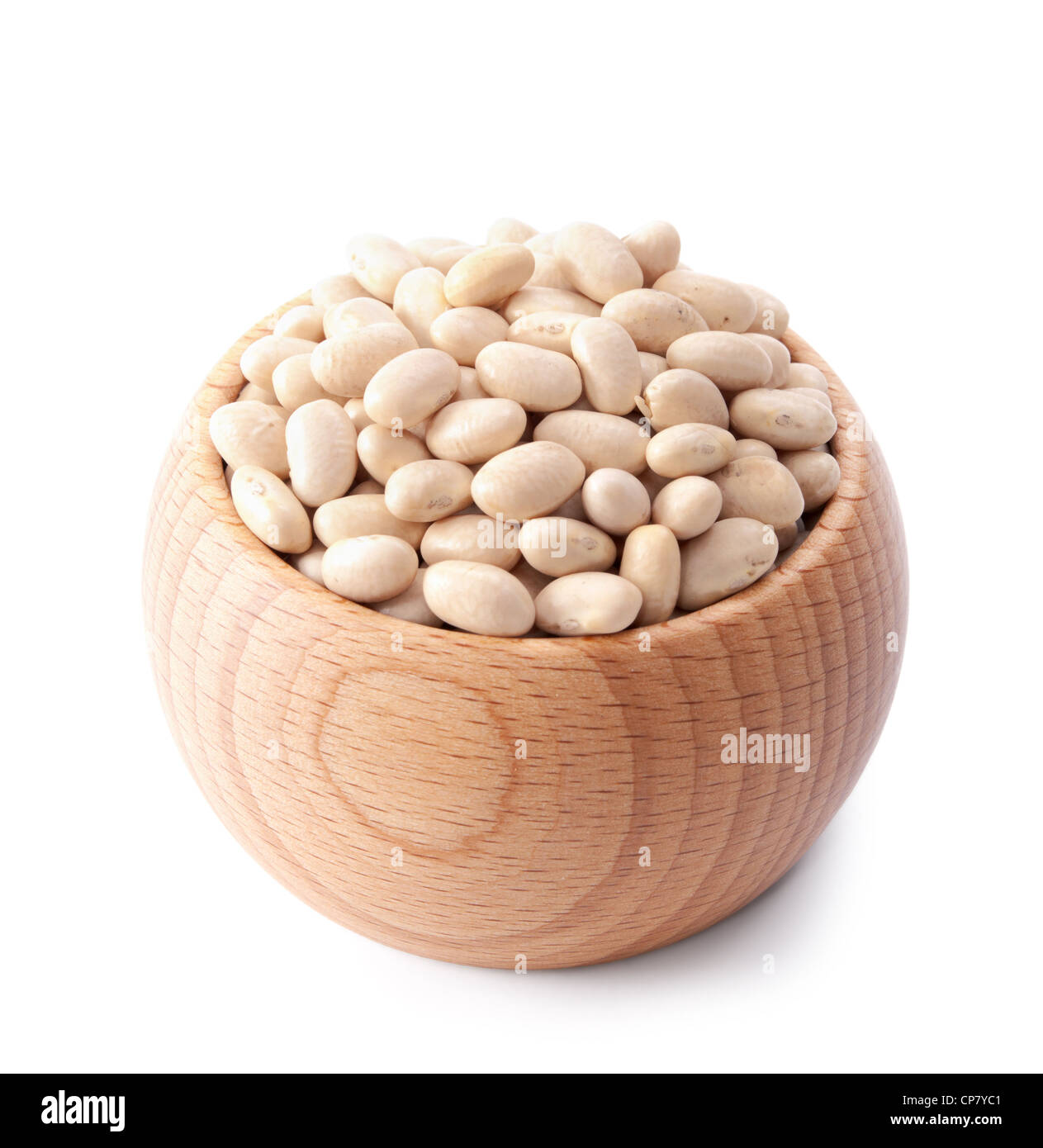 wooden bowl full of small beans isolated on white background Stock ...