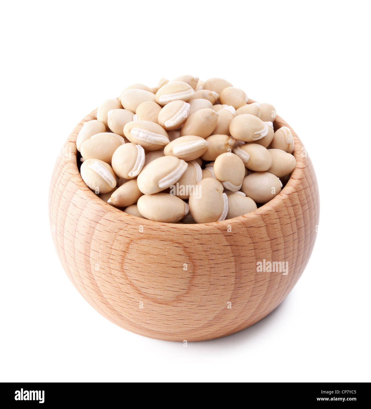 wooden bowl full of val beans isolated on white background Stock Photo ...