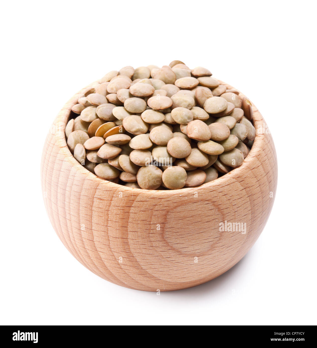 wooden bowl full of laird lentils isolated on white background Stock ...