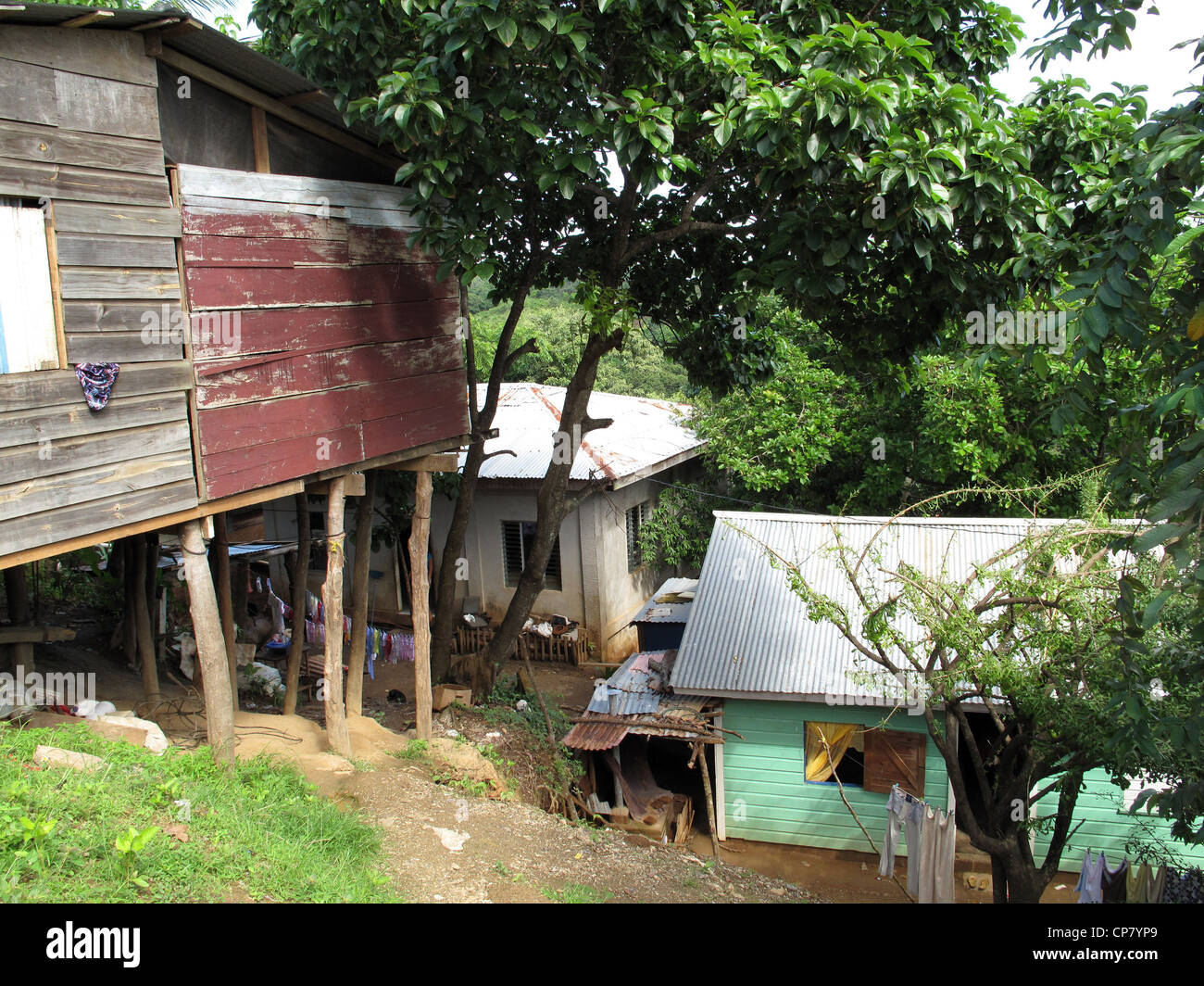 Small hillside community in Roatan, Honduras Stock Photo - Alamy