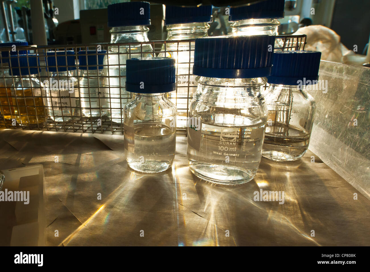 Scientific experiment solutions at molar concentration ready for ...