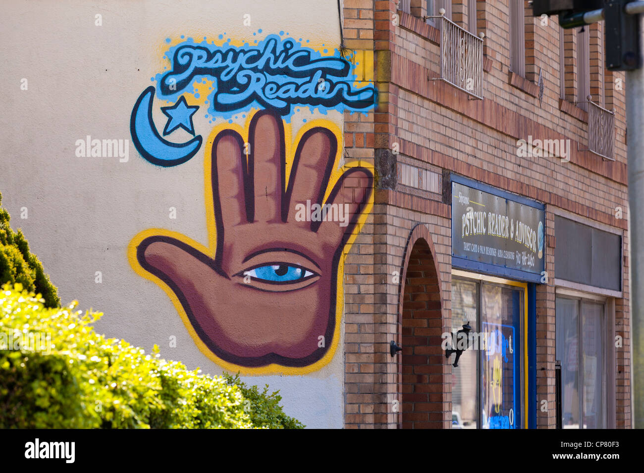 Palm reader sign on wall hi-res stock photography and images - Alamy