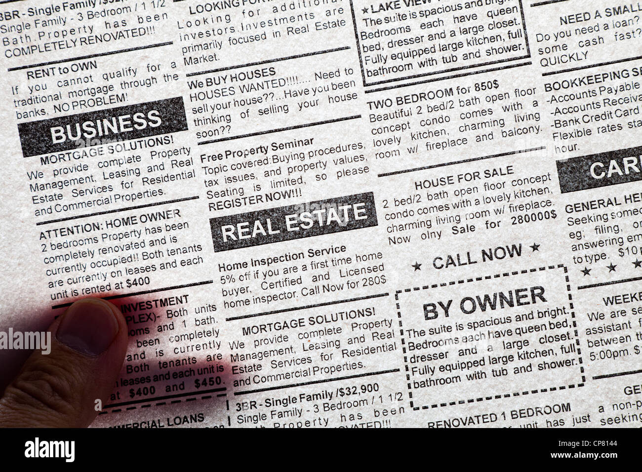 Fake Classified Ad, transparent newspaper, business concept Stock Photo ...