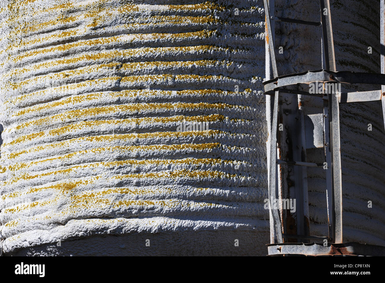 Patterns of light and texture on concrete insulation on a farm grain ...