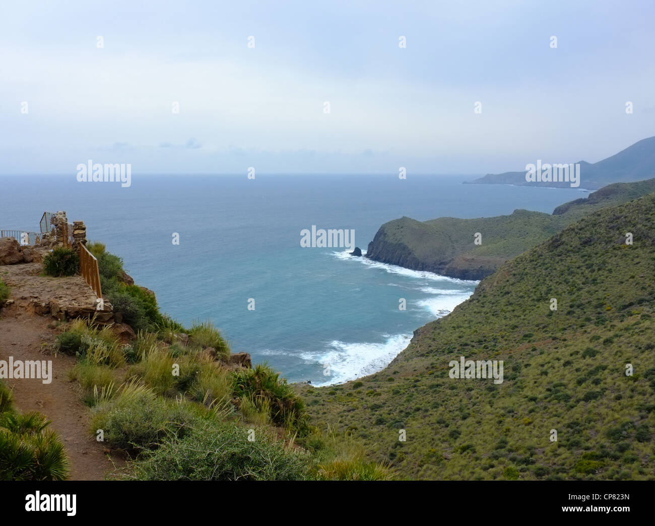 Scenic viewpoint over the volcanic coast of Cabo de Gata, Almeria ...