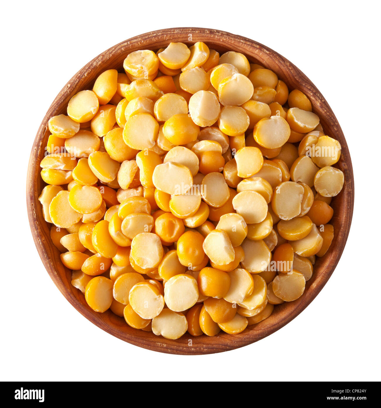 wooden bowl full of yellow dal isolated on white background Stock Photo ...