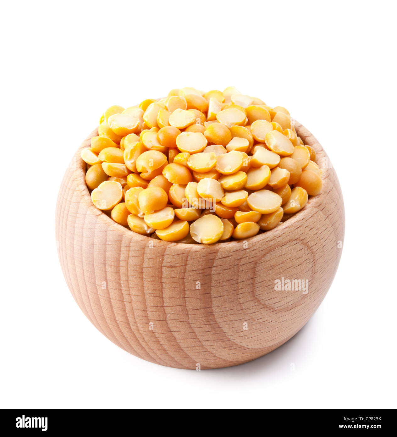 wooden bowl full of yellow dal isolated on white background Stock Photo ...
