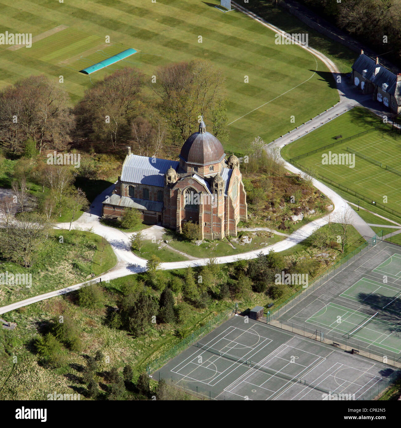 aerial view of the School Chapel at Giggleswick Stock Photo - Alamy