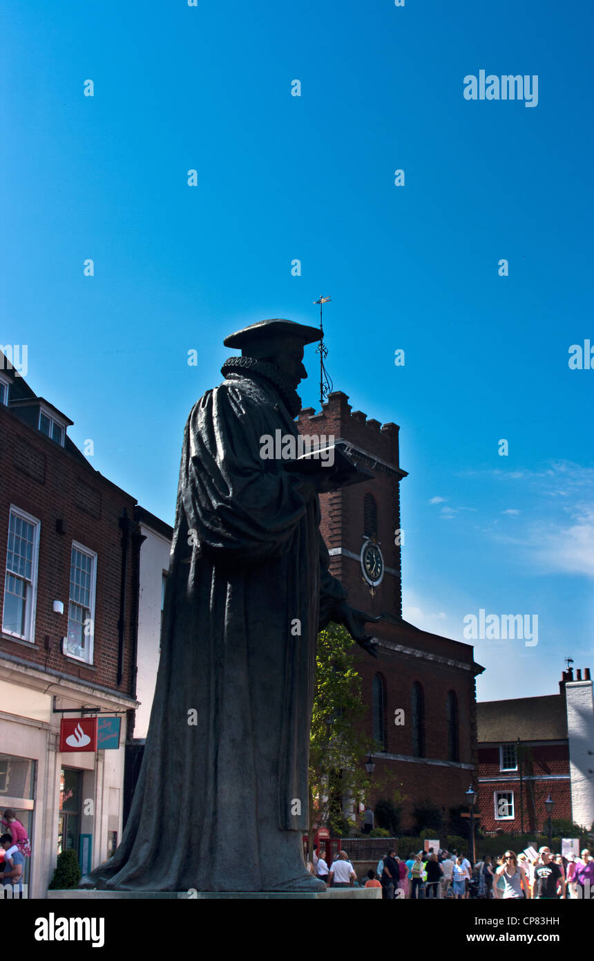 Statue of George Abbot, Archbishop of Canterbury in early 17th century ...