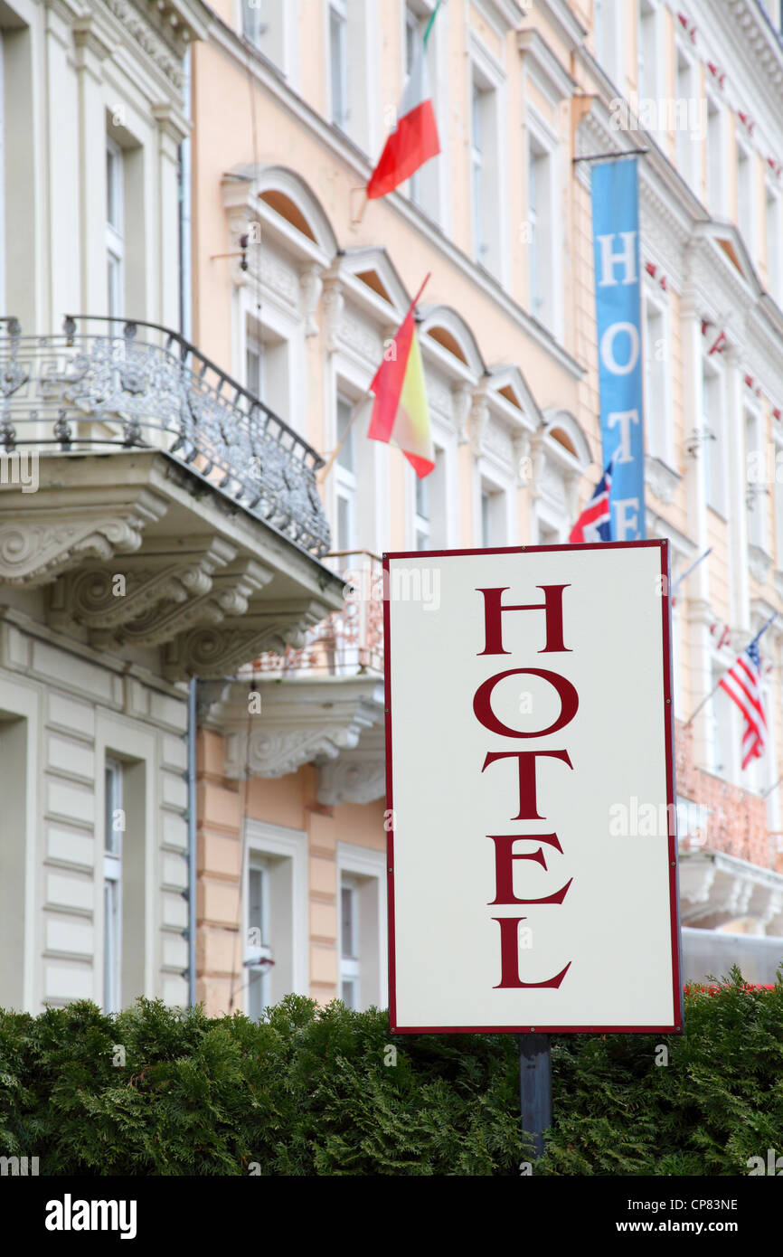 Hotel signboard before an entrance Stock Photo - Alamy