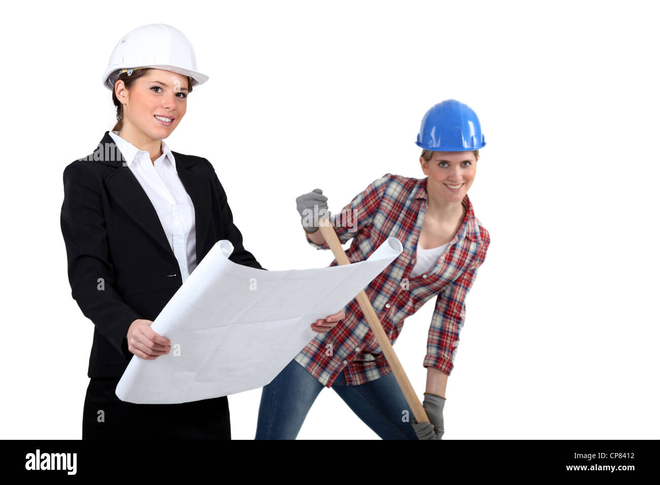 Female architect and builder Stock Photo - Alamy