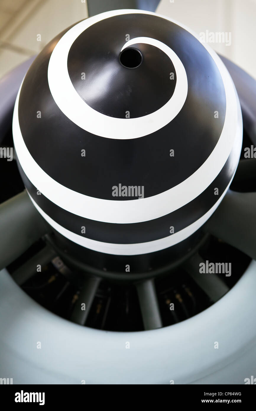 Black and white spiral on a WW II fighter engine nose cone Stock Photo ...
