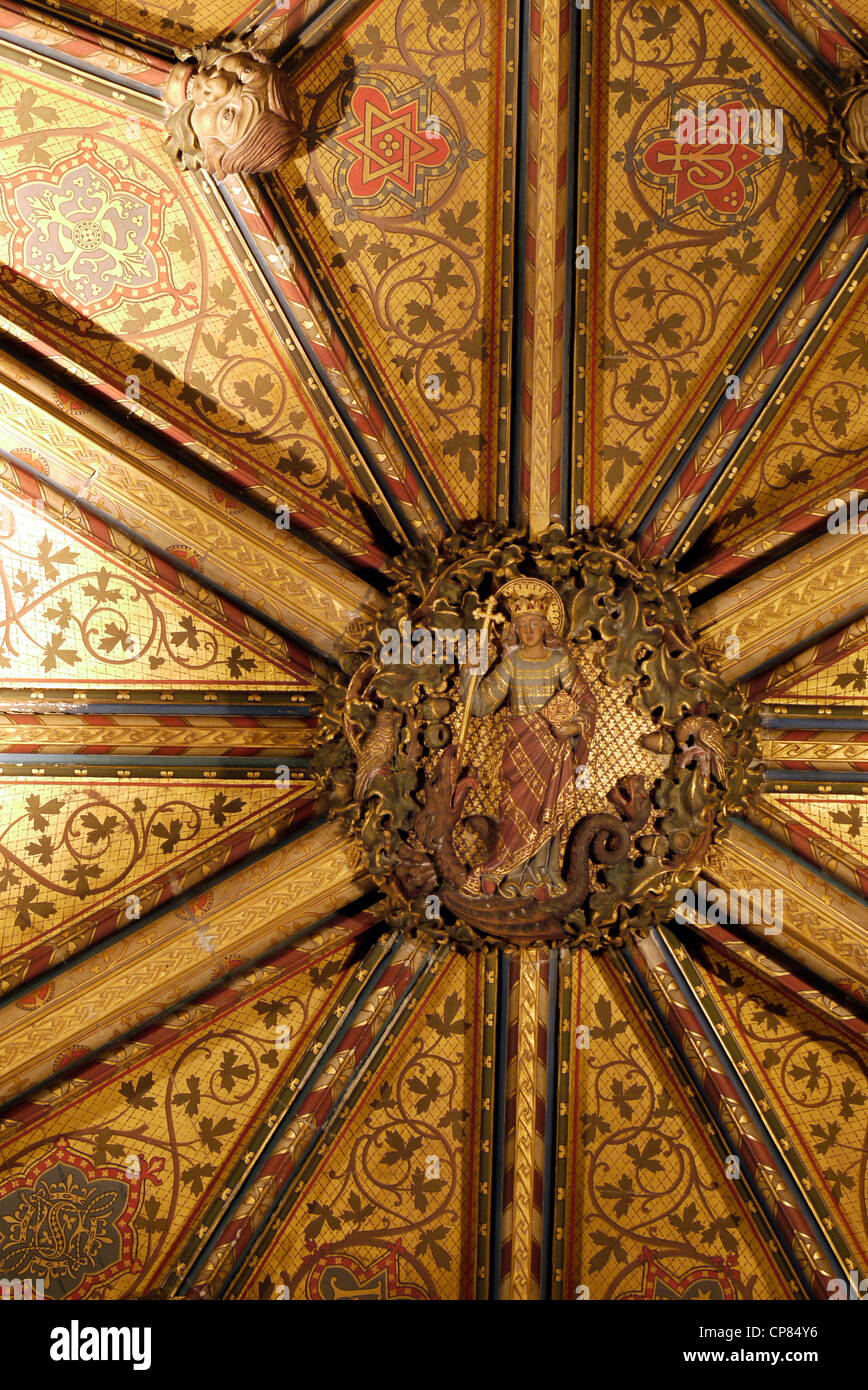 The highly decorated vaulted ceiling of the Chapel of St Mary ...