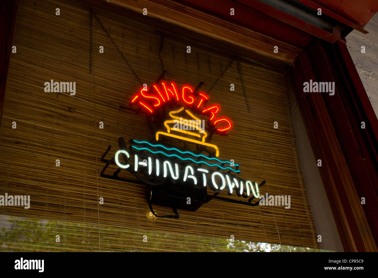 Neon sign in the window of a Shanghai restaurant in Chinatown, New York ...