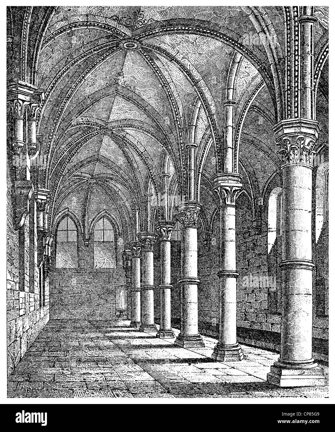 former Cistercian abbey at Maulbronn, refectory of the medieval ...
