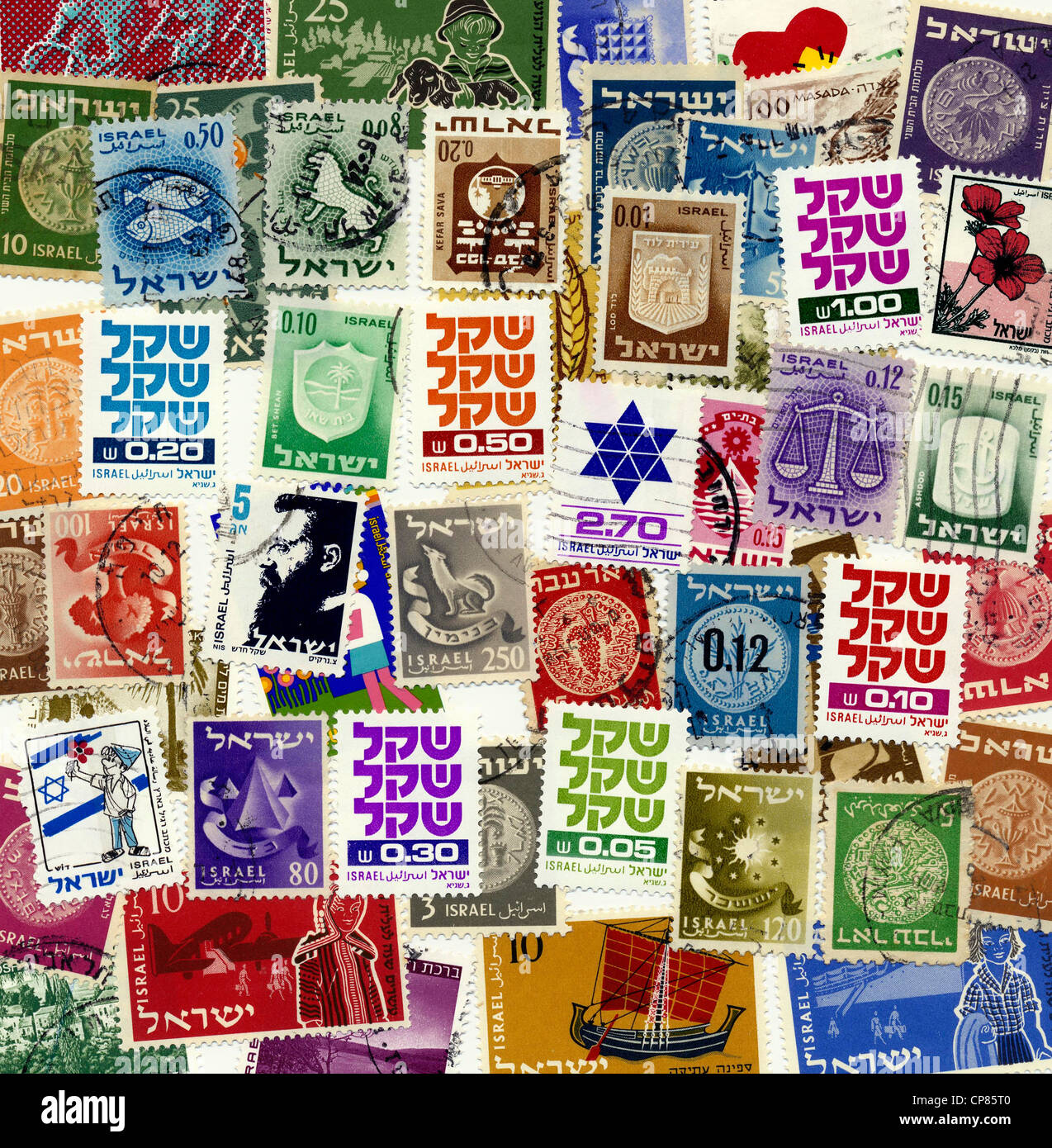 Historic postage stamps from Israel, Historische Briefmarken aus Israel ...