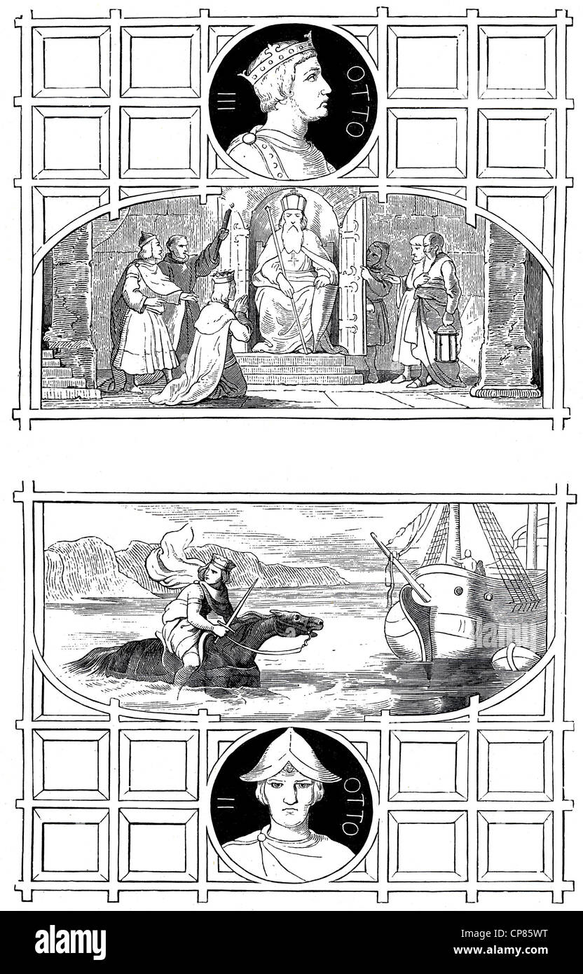 Otto II, 955 - 983, historical illustration, 19th century, Otto II ...