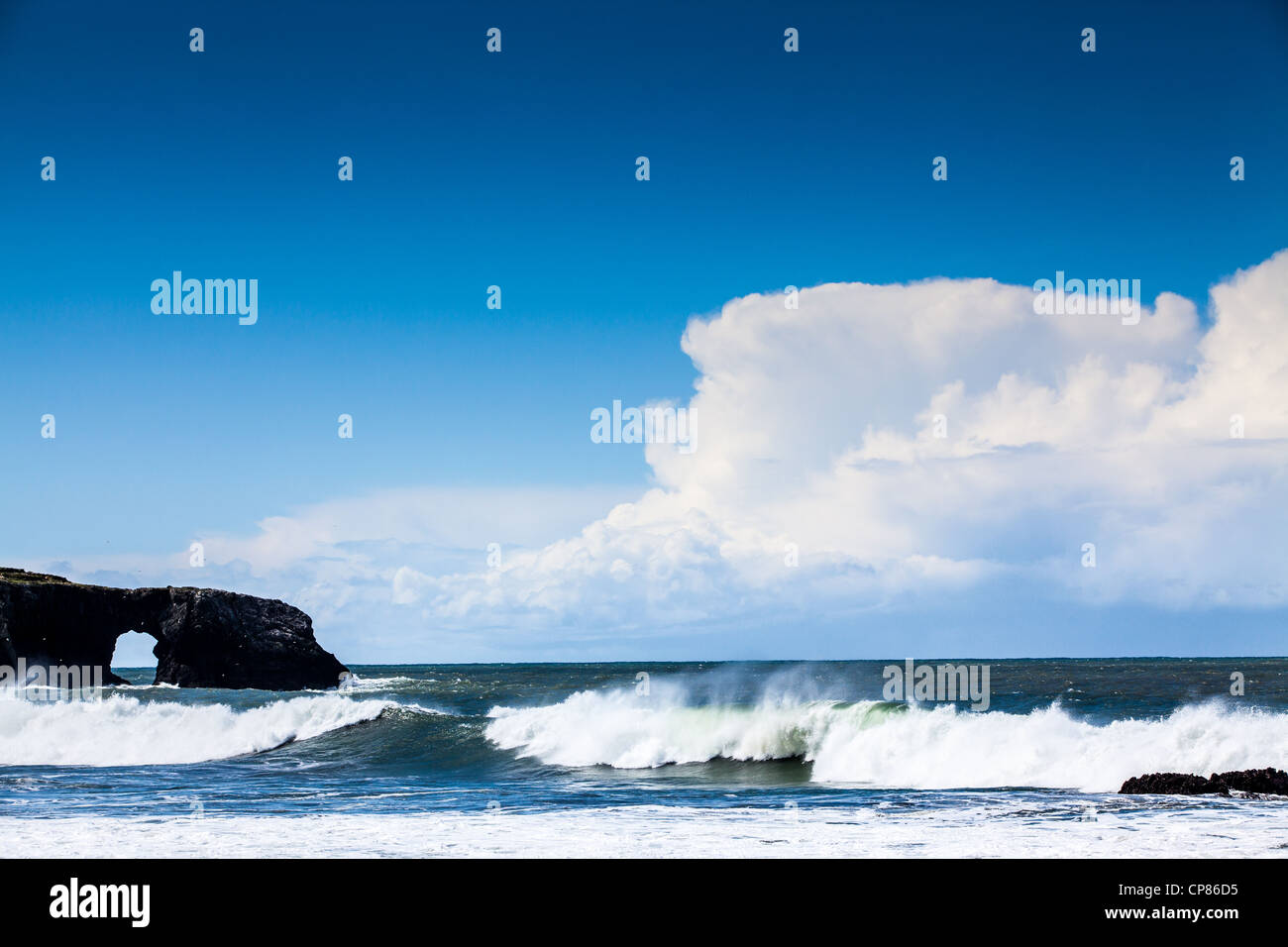 Big waves, high winds, and cumulus clouds at Goat Rock State Beach in ...