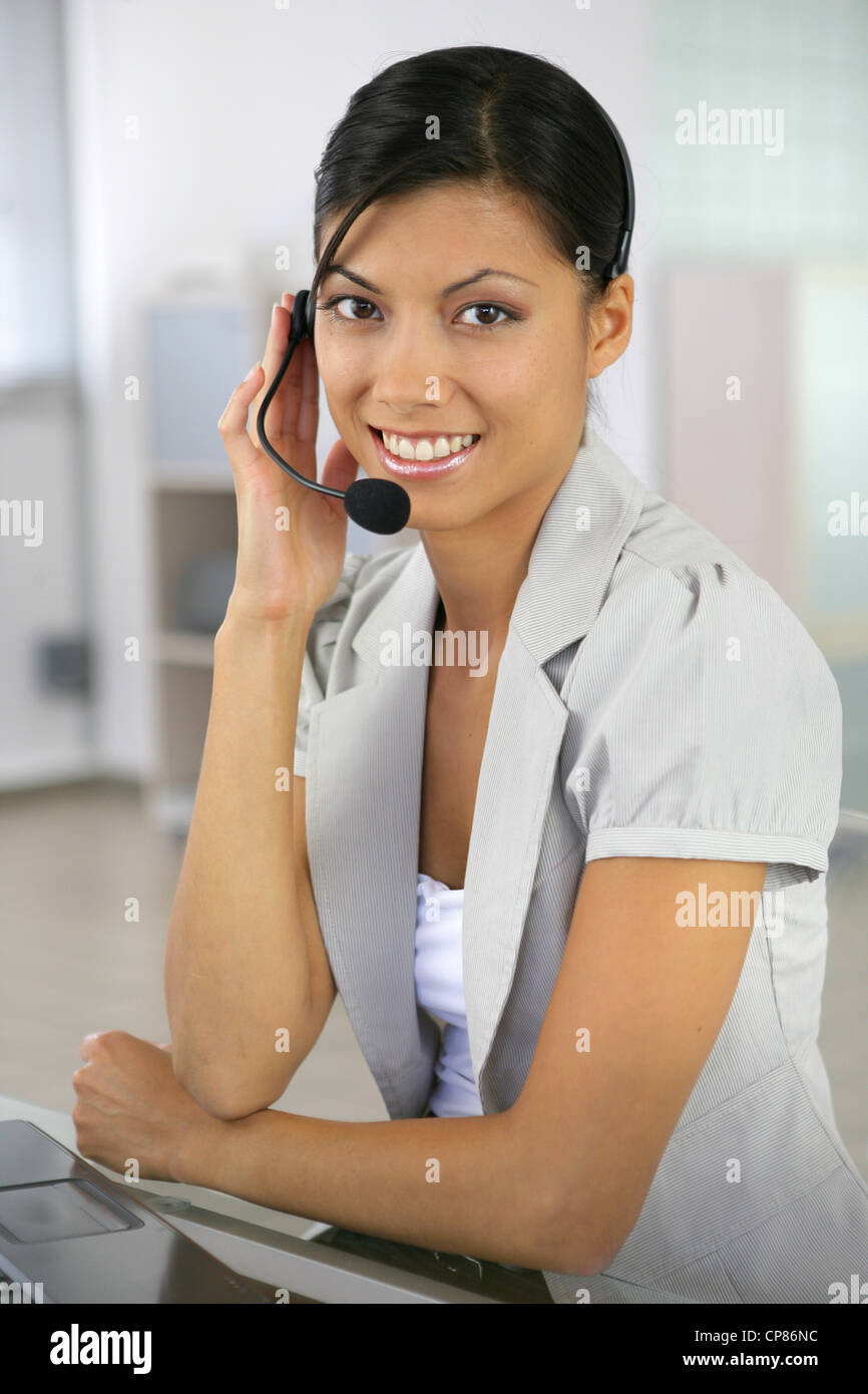African call-center operative Stock Photo - Alamy