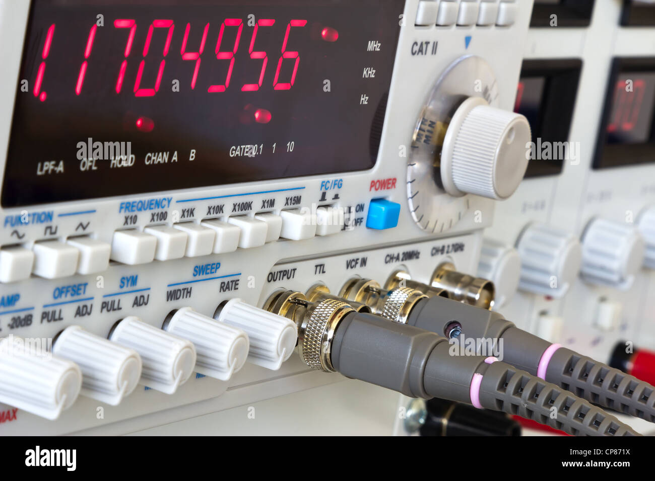 Buttons And Coaxial Connectors Of Laboratory Function Generator With Frequency Counter Stock