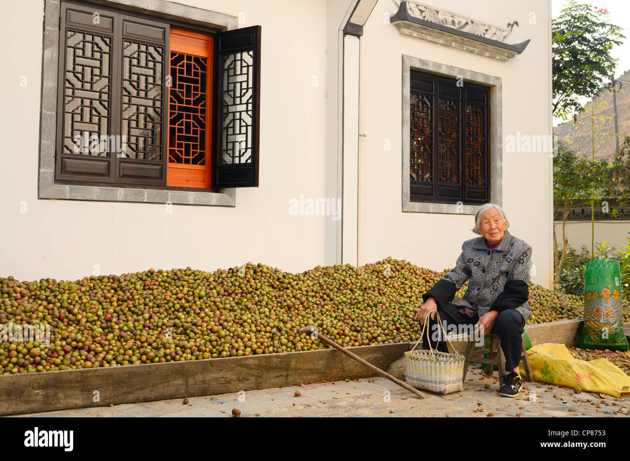 Older woman cracking nuts hi-res stock photography and images - Alamy