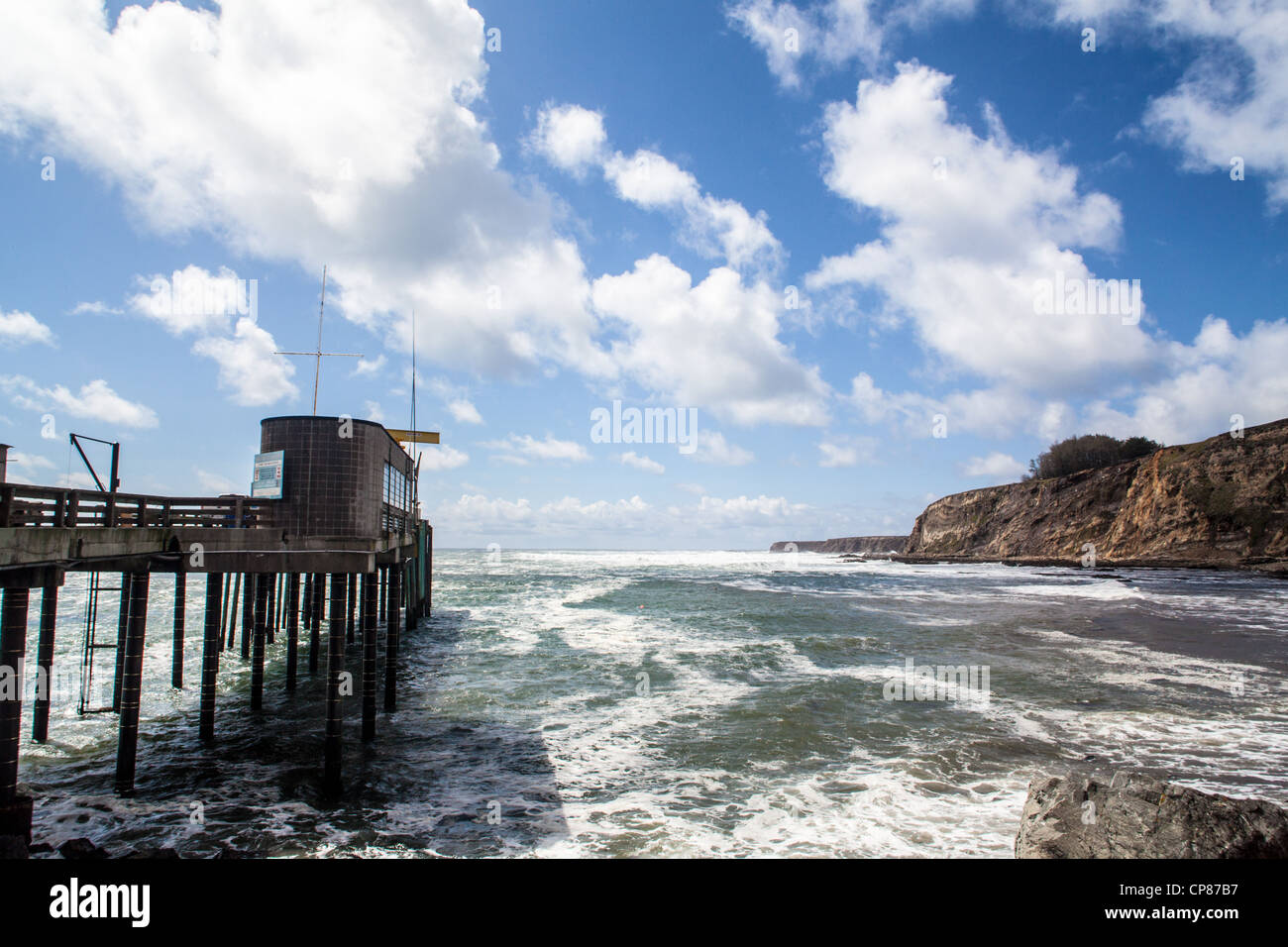 The boat launch, pier, and Harbor on a beautiful day at Point Arena ...