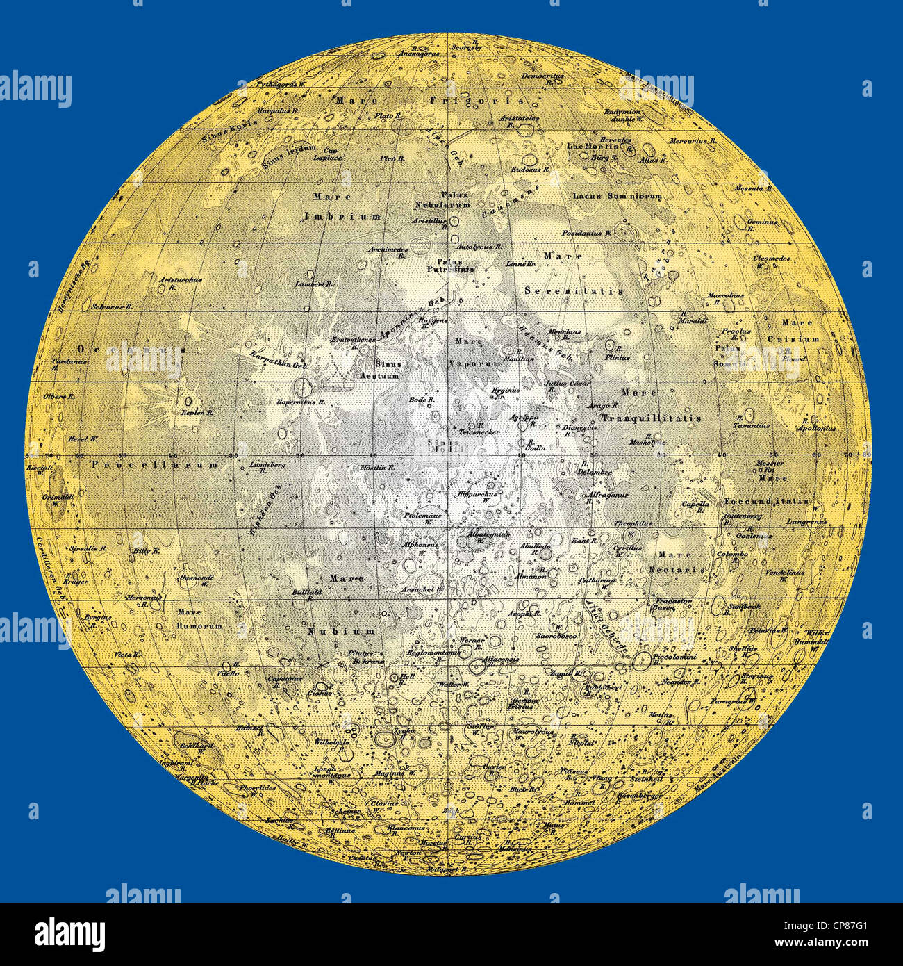 Historical map of the moon from Wilhelm Wolff Beer and Johann Heinrich ...