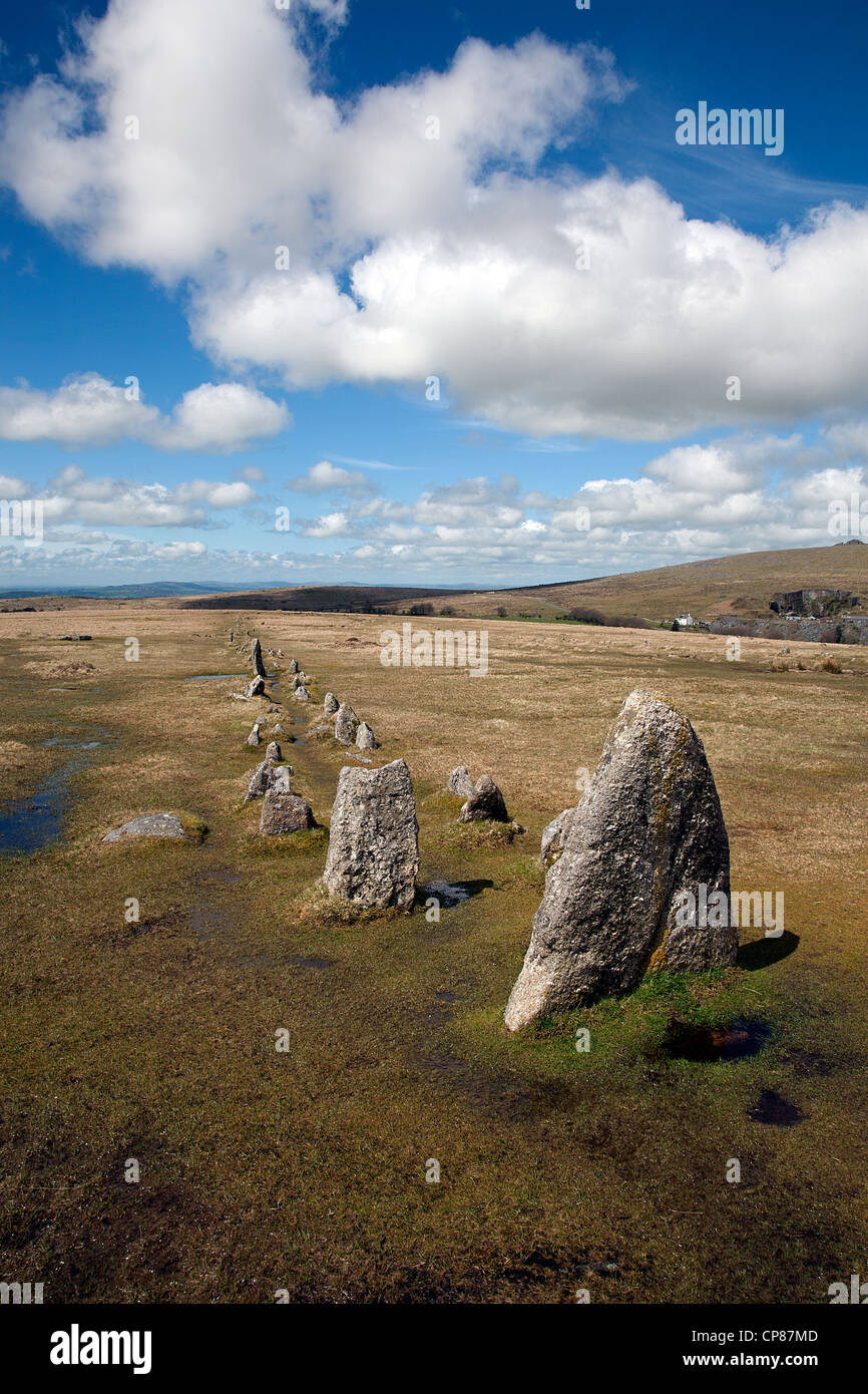 Stone row near Merrivale, Dartmoor Stock Photo - Alamy