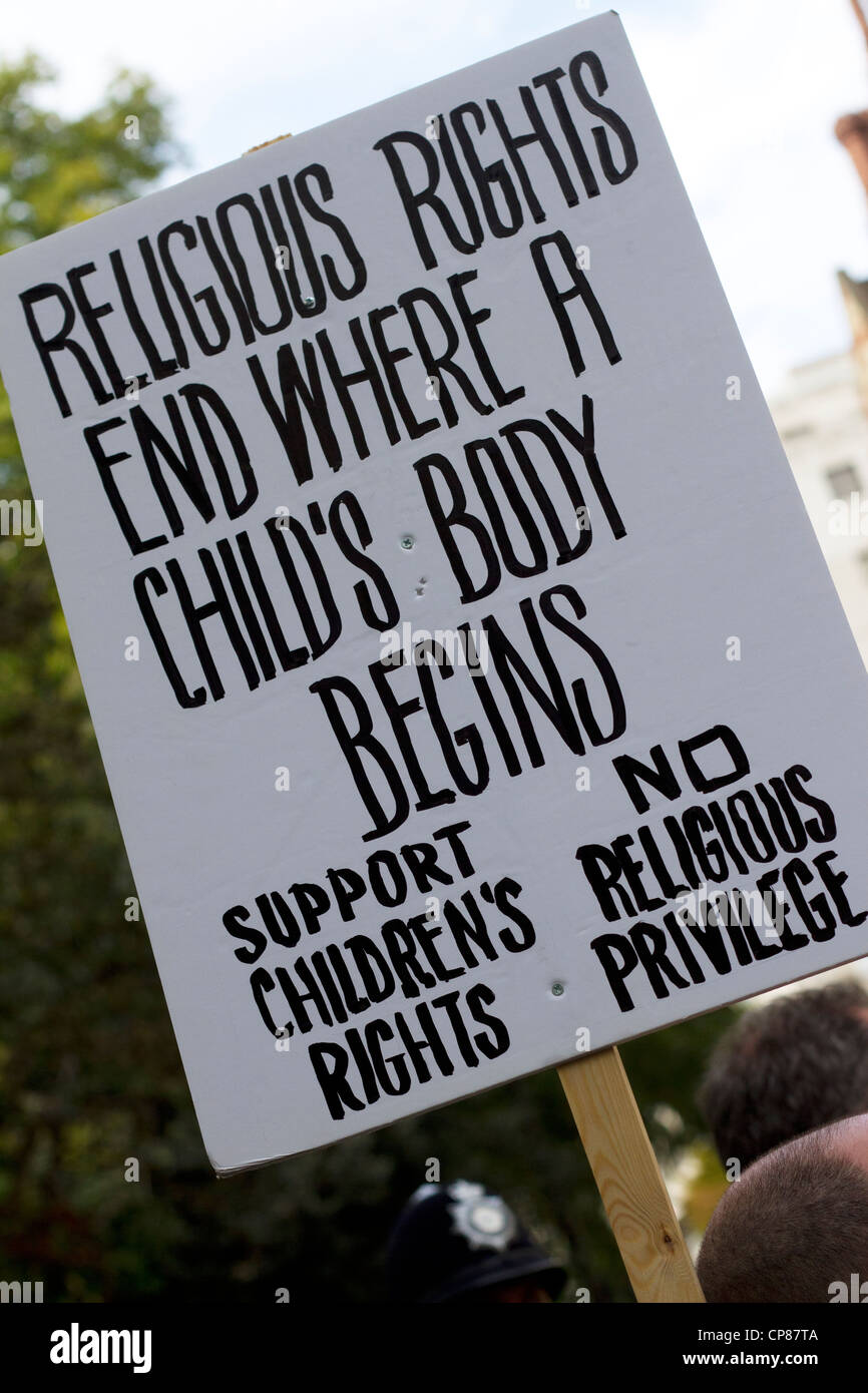 Protest sign at the Secular Europe March. London September 2011 Stock ...