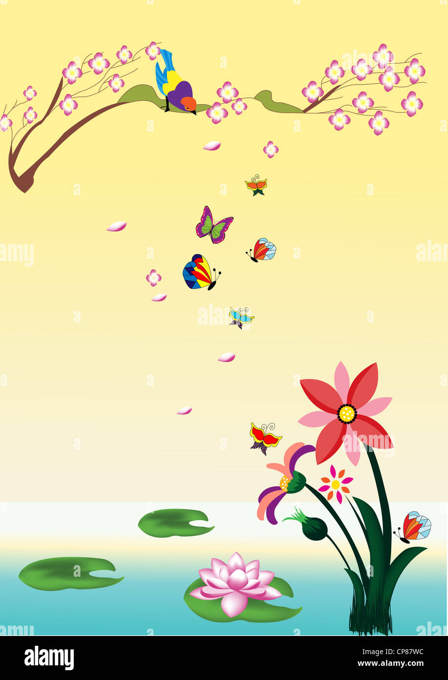 Illustration of a spring background Stock Photo - Alamy