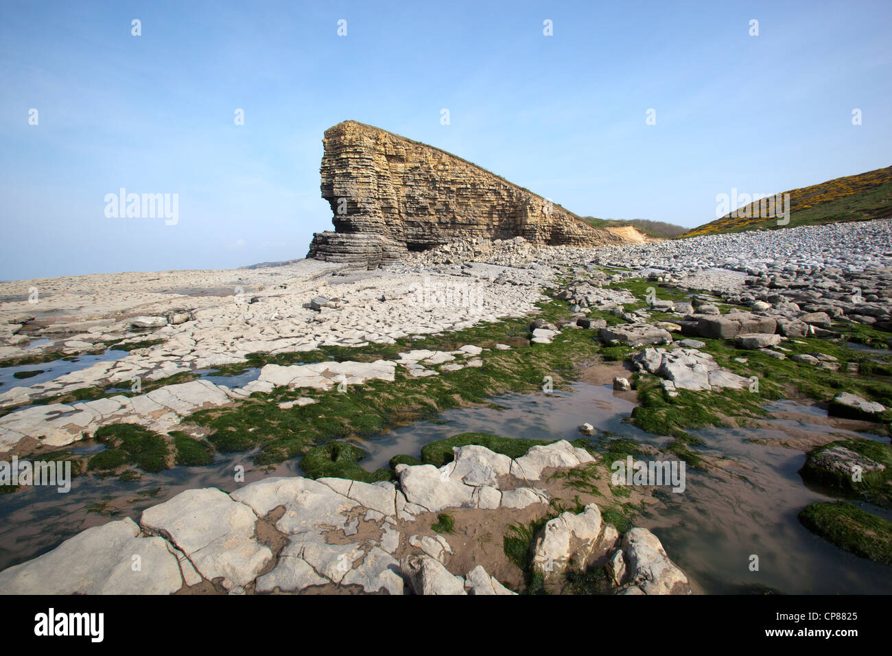 The Beach and Rock Formations at Nash Point Glamorgan South Wales Stock ...