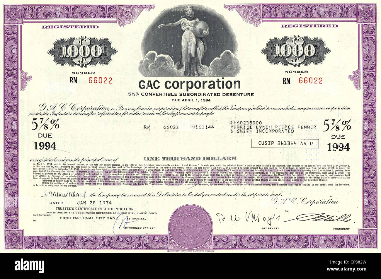 Historical stock certificate, mining company, GAC Corporation, Golden ...