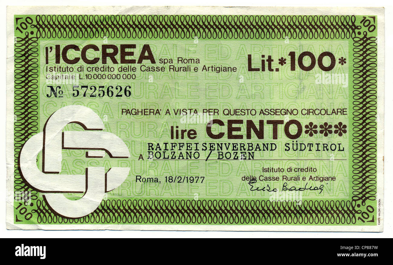 Miniassegni, Italian bank transfer, money order with a low value ...