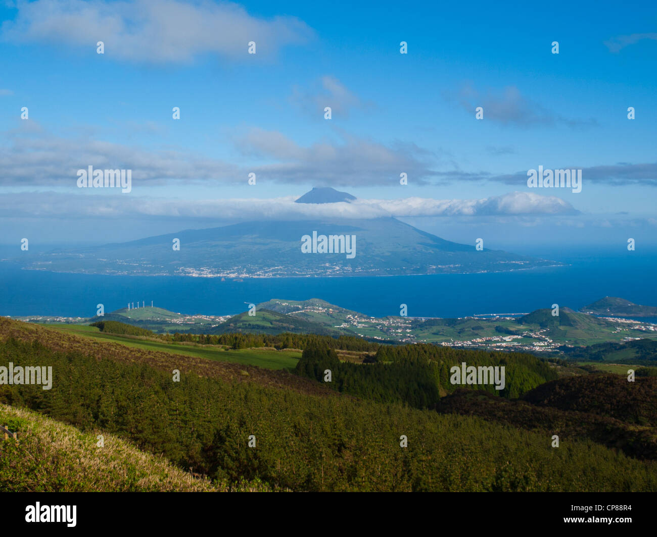 Pico mountain view from Faial island, Azores Stock Photo - Alamy