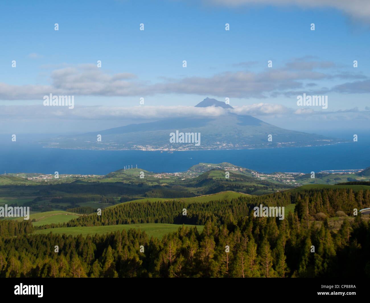Pico mountain view from Faial island, Azores Stock Photo - Alamy