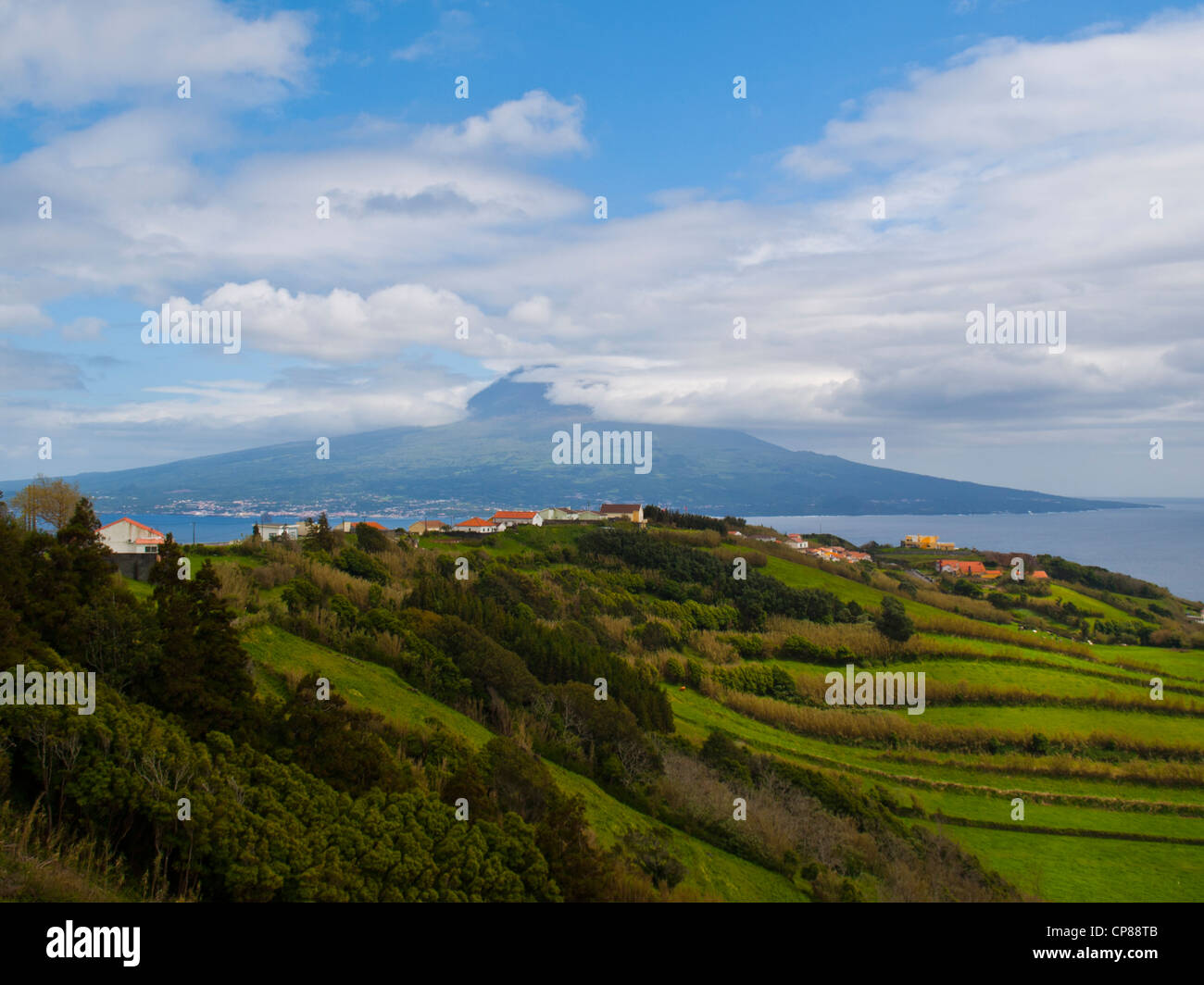 Pico mountain view from Faial island, Azores Stock Photo - Alamy