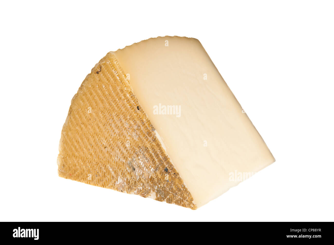 Piece of cheese over white Stock Photo - Alamy
