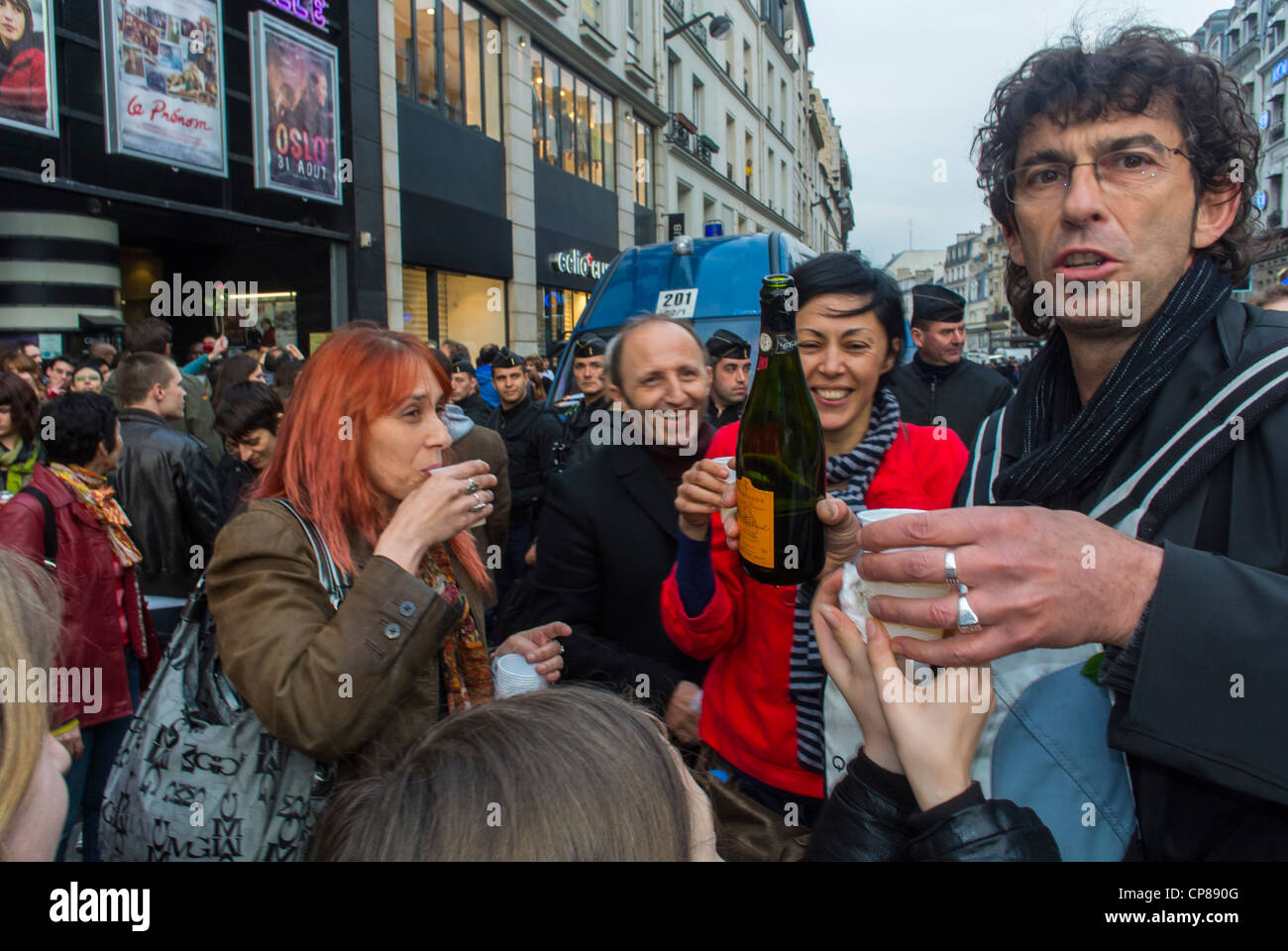 Paris, France, Happy Crowd Celebrating Victory of the French ...