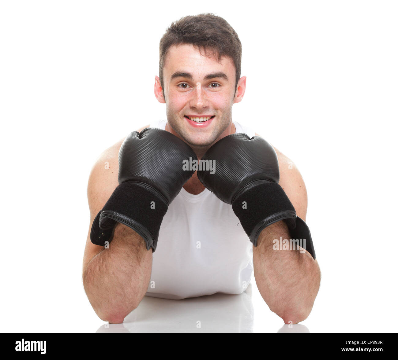 Portrait sportsman boxer in studio against white background Stock Photo ...