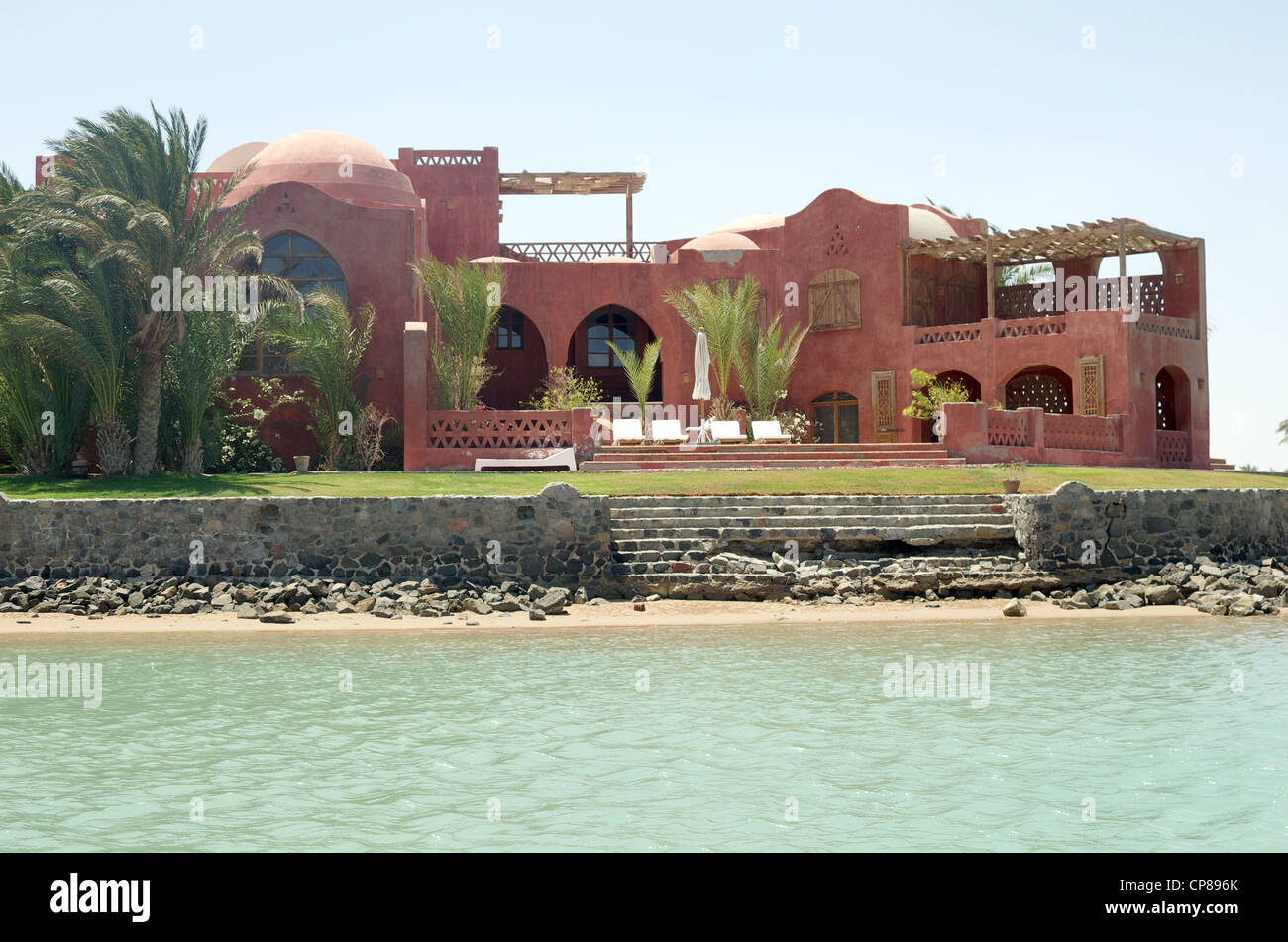 View of EL Gouna resort apartments, Nubian style architecture, Egypt ...