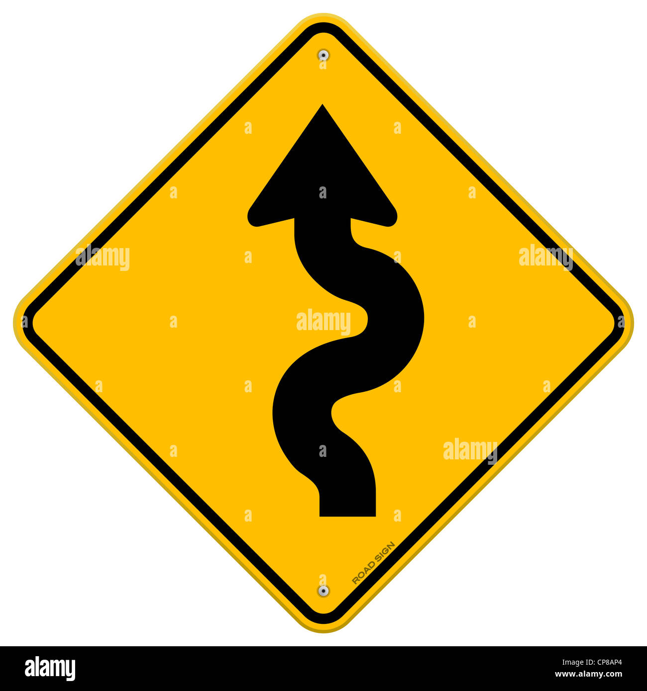 Winding Road Sign Stock Photo - Alamy