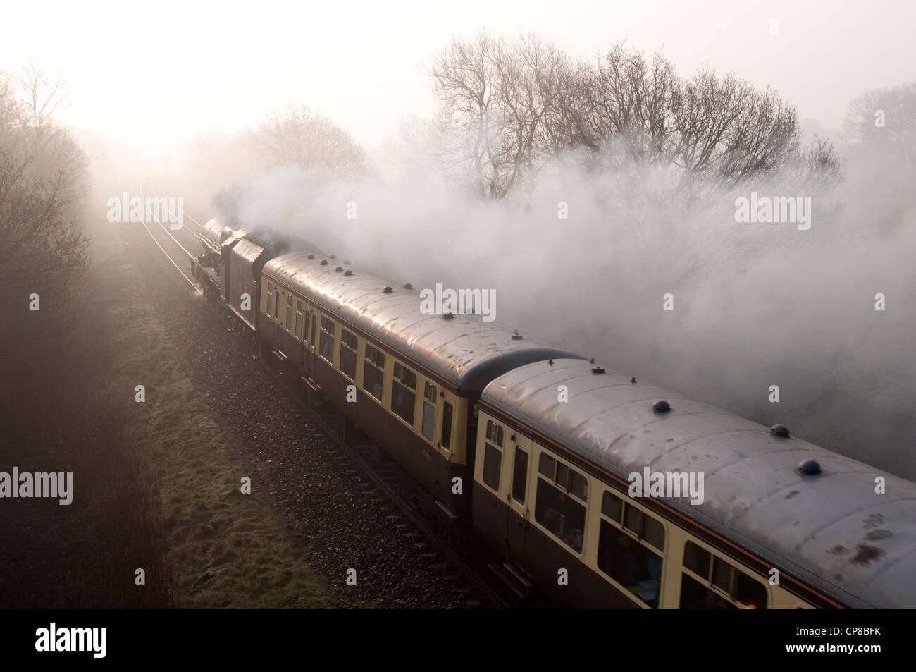 LMS steam locomotive "Princess Elizabeth" pulling train in foggy ...