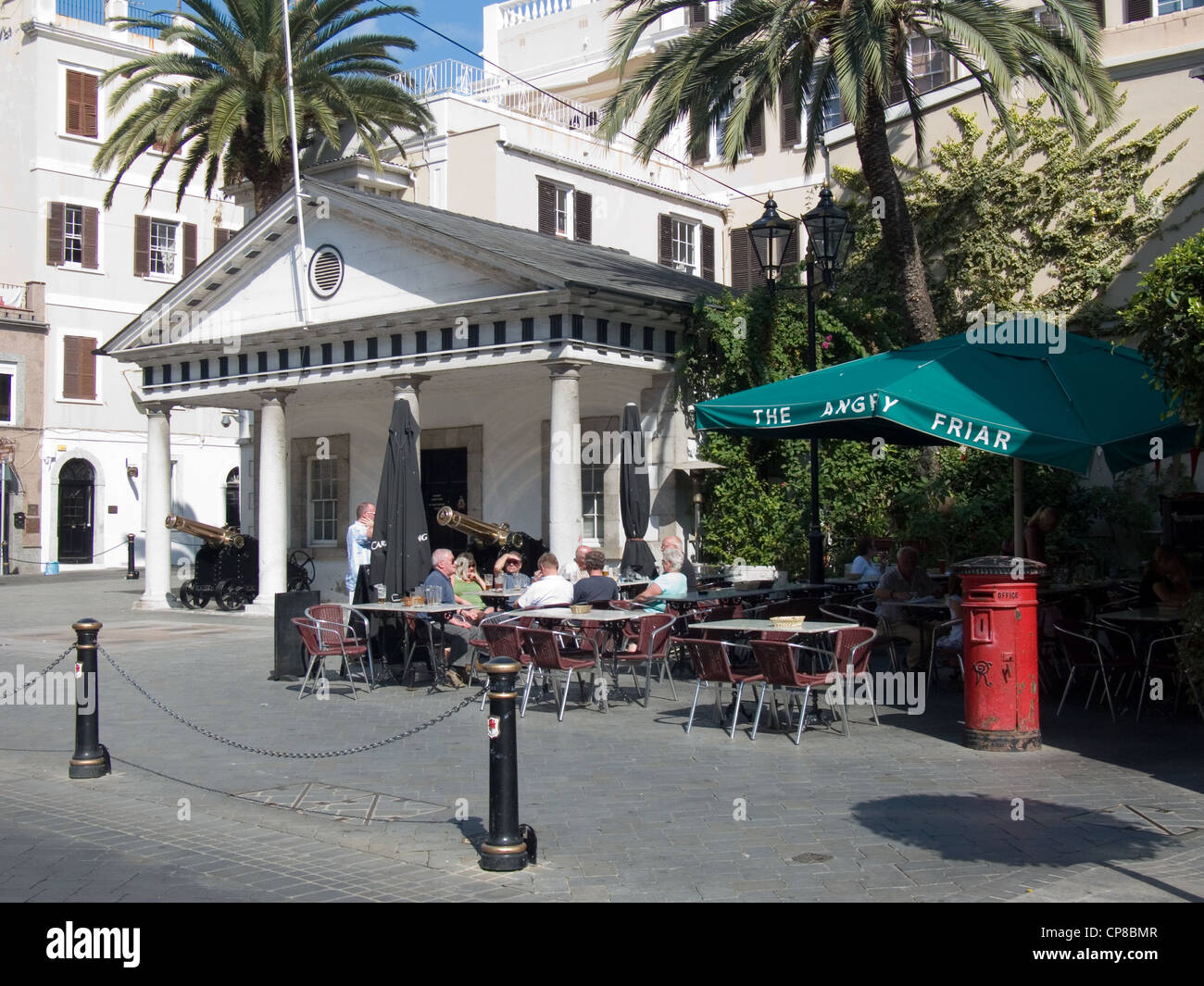 Guard Room and Canons next to the Angry Friar Pub, Gibralter Stock ...