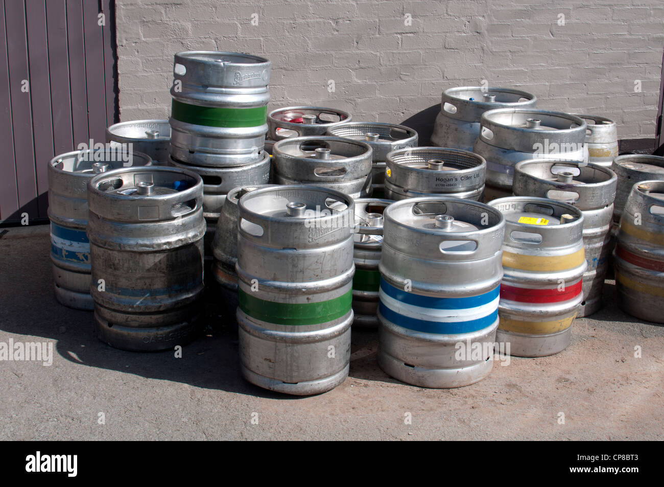 Metal beer barrels Stock Photo - Alamy